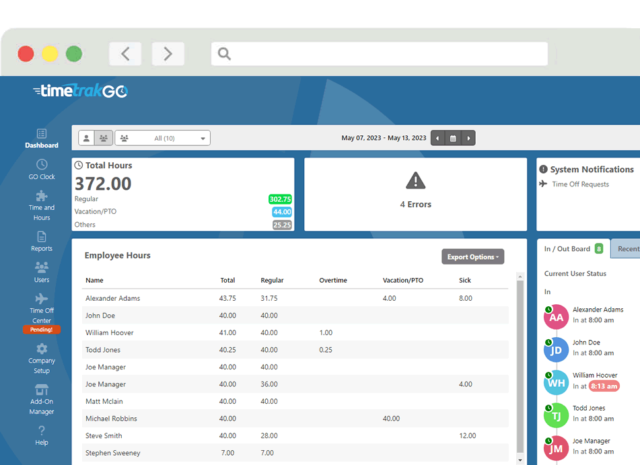 Time Clock Software Time and Attendance - TimeTrak Systems